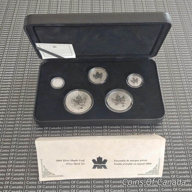 2004 CANADA SILVER Maple Leaf RCM Privy Mark 5 Coin Silver Set # ...