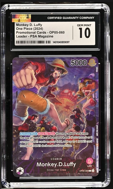 MONKEY D LUFFY PSA Magazine P OP05-060 | CGC 10 | One Piece TCG (comme PSA 10) EUR 248,00 ...