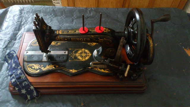 MACHINE À COUDRE Singer 12 12K 1881 à manivelle, base violon, new ...