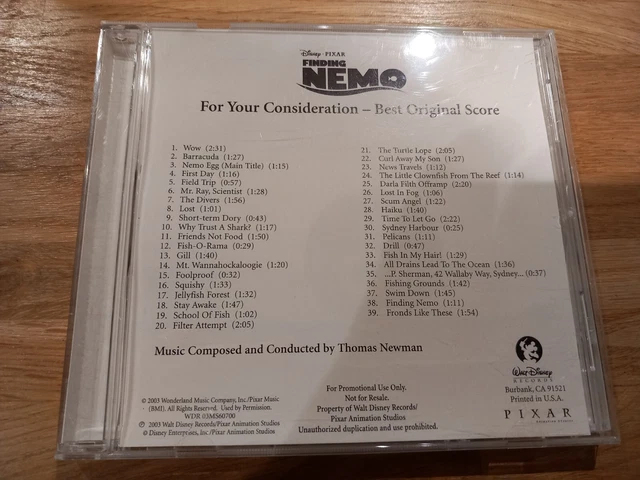 FINDING NEMO. Thomas Newman. FYC Oscar Promo Soundtrack £6.00 - PicClick UK