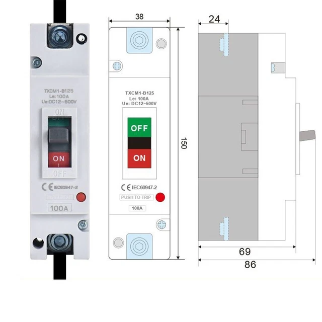 Small Size Molded Case Circuit Breaker Mccb For Solar Systems 1p 150a 6386