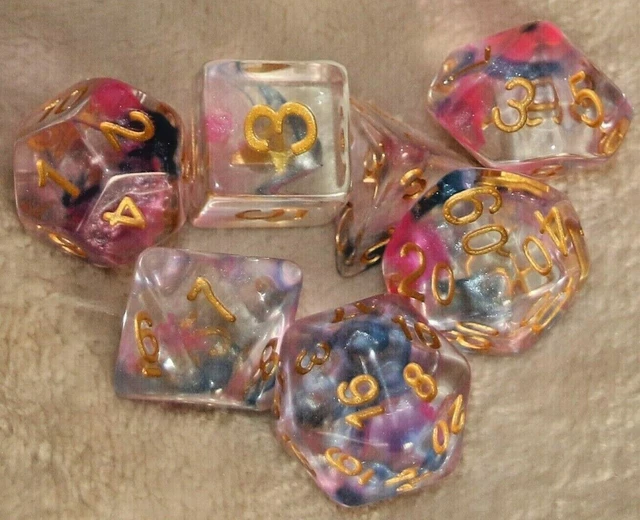 DUNGEONS & DRAGONS Polyhedral Dice Morning Glory Transparent 7 Piece ...