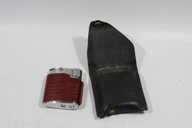 RARE VINTAGE COLLECTABLE RONSON Gas Lighter in Working Order w/Leather ...