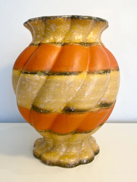 RARE DITMAR URBACH Vintage Alienware ceramic vase orange MCM Mid ...