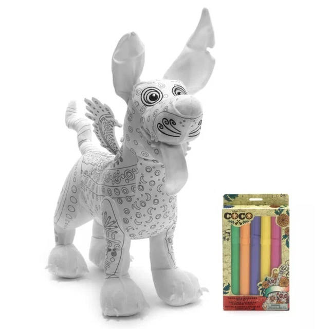 DISNEY COCO PIXAR Dog Dante Colouring Activity - Plush Cuddly Teddy ...