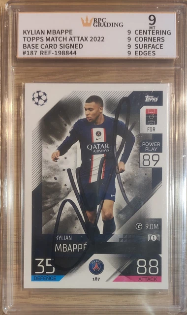 CARTA BASE KYLIAN Mbappe autografa firmata a mano Topps Match Attax ...