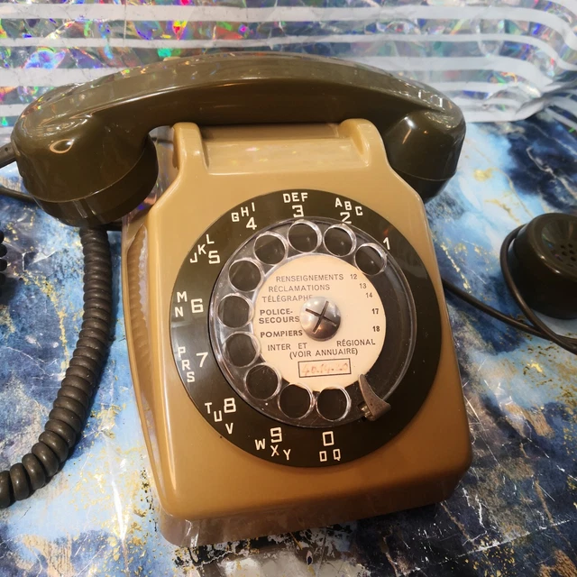 FRENCH ROTARY DIAL Telephone Bonneville Socotel Two Tone Brown L'etat ...