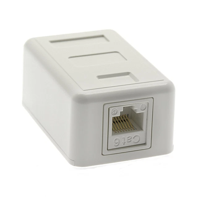 1 PORT CAT6 RJ45 Network Ethernet Wall Surface Mount Box w/ Keystone ...
