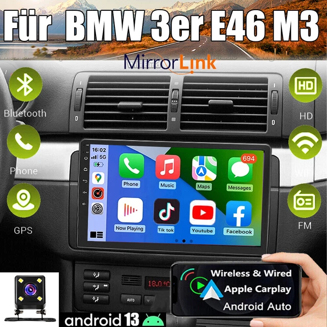FÜR BMW E46 M3 Android 13 Auto Autoradio 9" GPS Navi Apple CarPlay Wlan ...