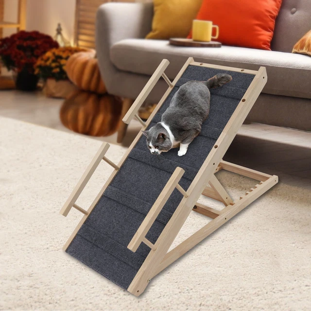ADJUSTABLE DOG RAMP Portable Wooden Pet Ramp For Smaller Pets With Side ...