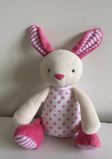 MOTHERCARE PINK SPOTTY Bunny Rabbit Comforter Soft Toy Beanie Rattle ...