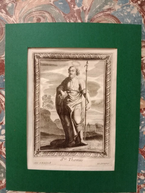 SAN TOMMASO APÓSTOL Thomas Imprimir Antigua Xvii Siglo Engraving Buril ...
