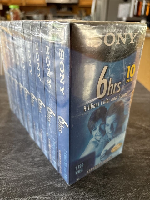 SONY VHS T-120VR Premium VHS Blank Tapes 10 Pack 6 Hours Each 60 Hours ...