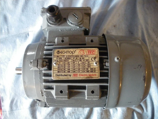 TEC 3 PHASE Electric Motor 0.3743TECAB34 MS 712-4 1370rpm 0.37kW Face-Mounted £35.00 - PicClick UK