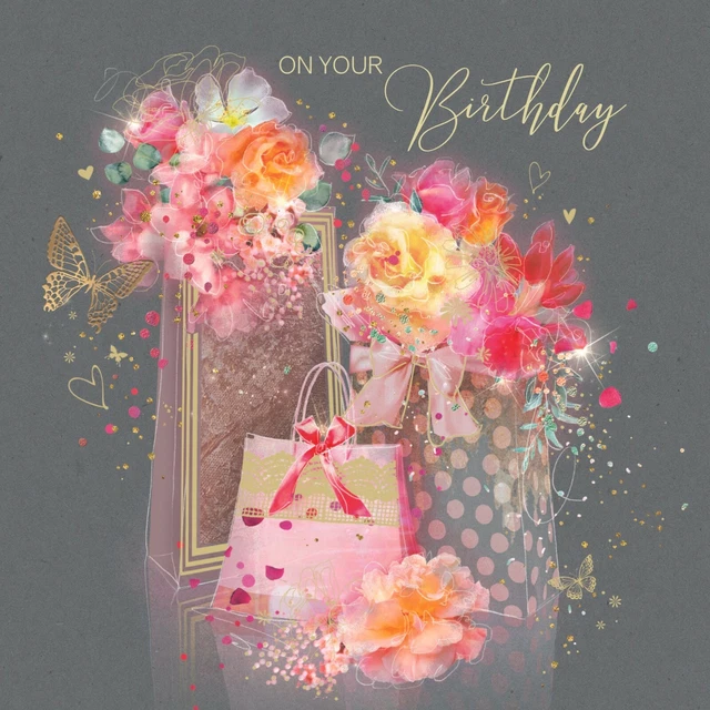 BIRTHDAY CARD FEMALE - Foil - Premium Quality Party Celebration Cherry ...