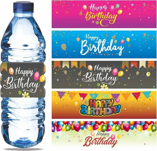 HAPPY BIRTHDAY WATER Bottle Labels - (Pack of 100) 8.5" x 2.25 ...