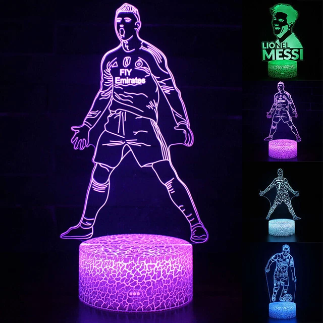 3D RONALDO FOOTBALL Night-Light LED Soccer Star Colour Lamp Bedroom ...