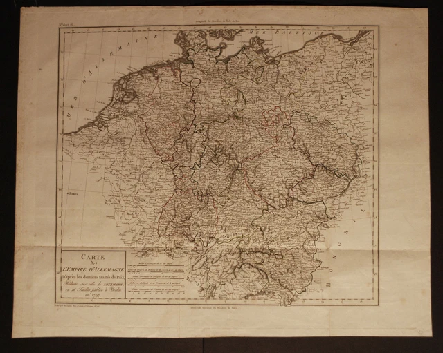 EMPIRE GERMANY GEOGRAPHICAL MAP Engraving 1797 Blondeau Deutsch Reich ...