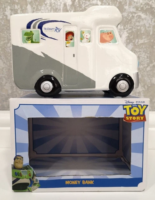 DISNEY PIXAR TOY Story Money Bank White Campervan Coin Box Gift New ...