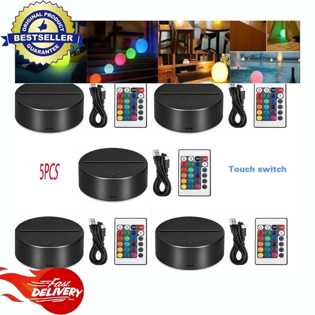5X USB CABLE Remote Control Night Light Touch 7 Colors LED Light ...