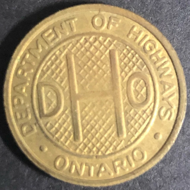 VINTAGE 17MM BRASS DHO Department of Highways "Class 1 Vehicle" Ontario ...