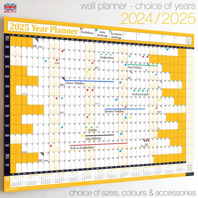 2024/2025 WALL CALENDER Yearly Planner Chart Holiday Calendar Staff ...