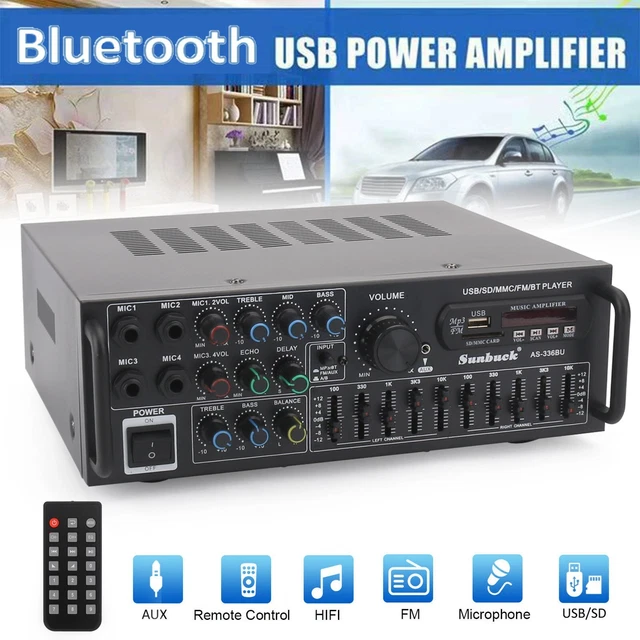 SUNBUCK 2000W STEREO HiFi Power Amplifier Bluetooth 5.0 Karaoke FM USB AUX USA $83.73 - PicClick CA