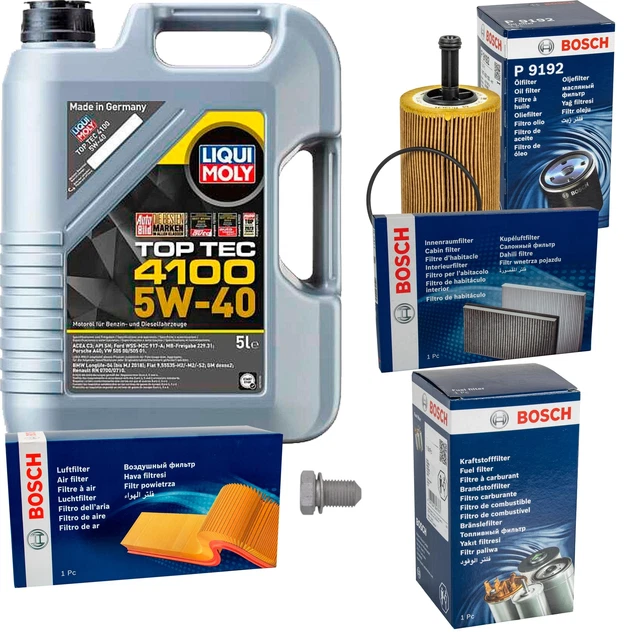BOSCH INSPECTION SET 5 L Huile Liqui Moly Top Tec 4100 5W-40 pour Audi A6 Avant EUR 155,46 ...
