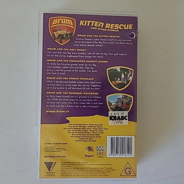 VHS BRUM KITTEN Rescue And Other Stories ABC Kids Video TV Show Vintage ...