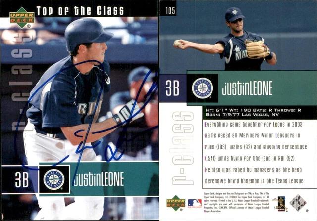 CARTE JUSTIN LEONE signée 2004 pont supérieur classe R #105 Seattle Mariners Auto AU EUR 1,09 ...
