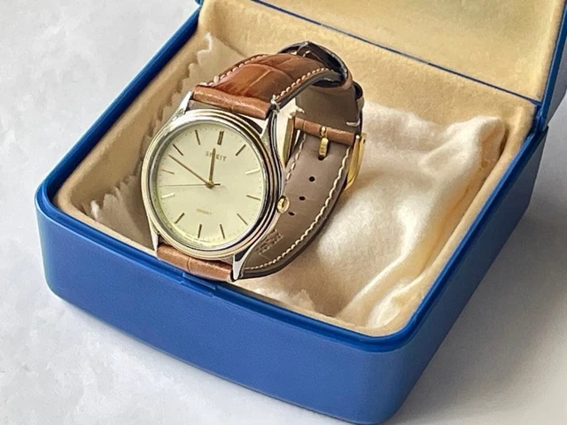 SEIKO SPIRIT 7N01-6370 Gold Dial Brown Band Quartz Men's Watch Used ...