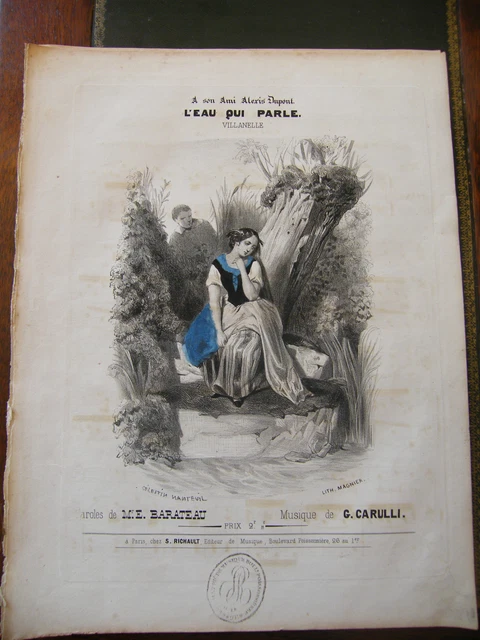 PARTITION SHEET MUSIC 19 ème SiècleL'eau qui parle Carulli Eau Forte C ...