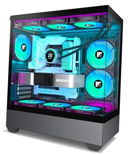 PC CASE - Pre-Installed 5 PWM ARGB Fan, ATX Mid-Tower Gaming PC Case ...