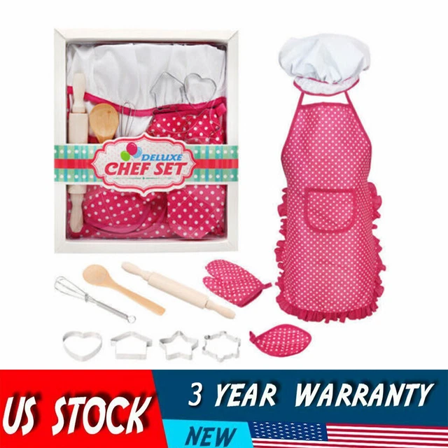 KITCHEN ROLE PLAY Kids Cooking and Baking Costume Chef Apron Hat 11Pcs ...