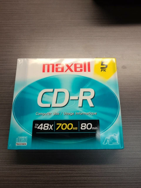 MAXELL 5 PACK Blank Audio Music Data Recordable CD-R 80min 700MB Disc ...