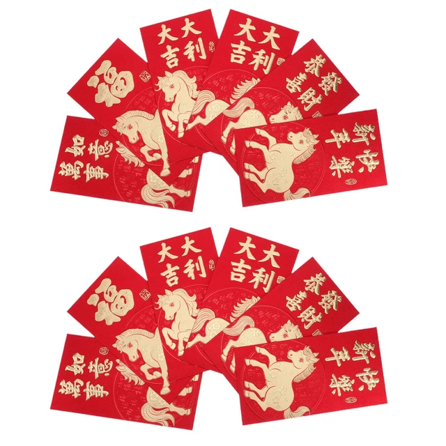60 PCS 2026 Horse Red Envelopes Chinese New Year Lucky Money Cash Paper ...