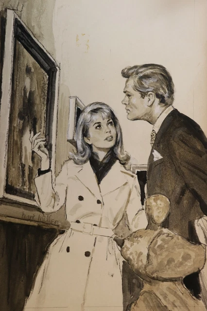 1967 DESSIN ORIGINAL Mark Miller Aquarelle Gouache Roman-Photo Painting ...