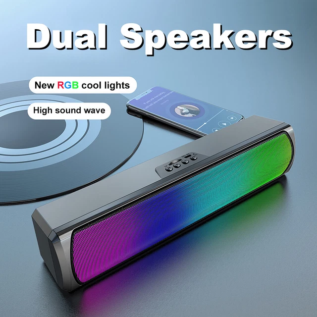 BLUETOOTH SPEAKER RGB Sound Bar Subwoofer TV Soundbar Stereo For ...
