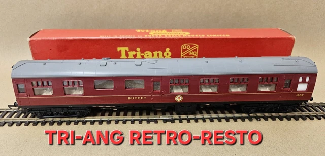 TRIANG R424 BUFFET car in maroon with tables and seats 00 Guage £9.00 ...
