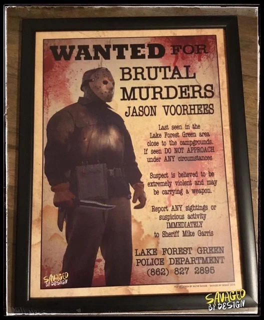 JASON VOORHEES WANTED Poster Friday The 13th. 12 X 16 Inches. £12.50 ...