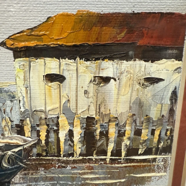 MID CENTURY EUROPEAN Harbor Oil Painting Signed Trais – Boats Seascape ...