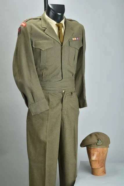 1942 WW2 BATTLEDRESS Uniform. Green Howards Officers' with Beret s6 7/8 ...