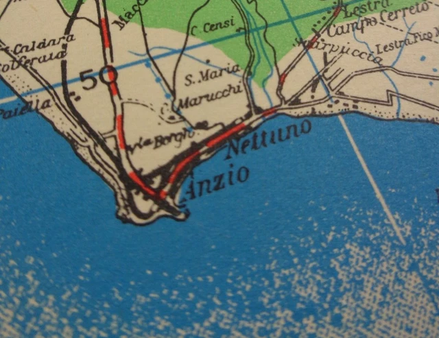 WW2 BRITISH MAP of "FROSINONE" + ANZIO, NETTUNO etc (WING COMMANDER ...