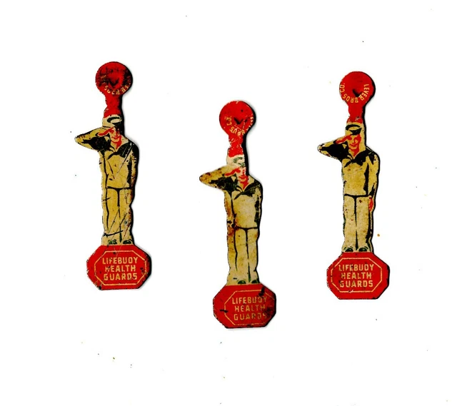 SET OF 3 LifeBuoy Sailor Boy Tin Litho Lever Brothers Button Pin WWII ...