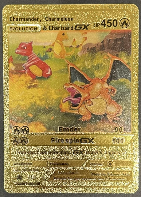 GOLD METAL CHARMANDER, Charmeleon & Charizard GX Card / Pokemon EUR 5 ...