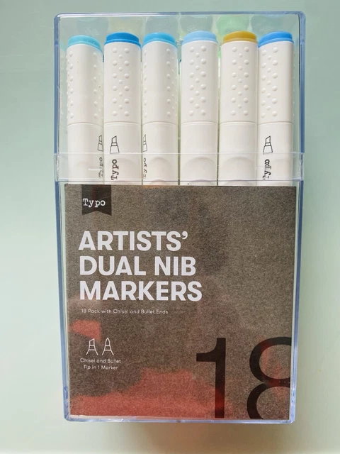 TYPO 18PC DUAL Nib Markers Chisel And Bullet Ends, Assorted, Landscape ...