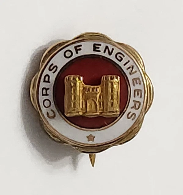 VINTAGE U.S. ARMY Corps of Engineers Service Award Pin 1/10 10K Gold ...