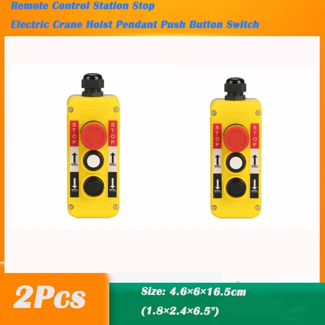 2PCS REMOTE CONTROL Station Stop Electric Crane Hoist Pendant Push ...