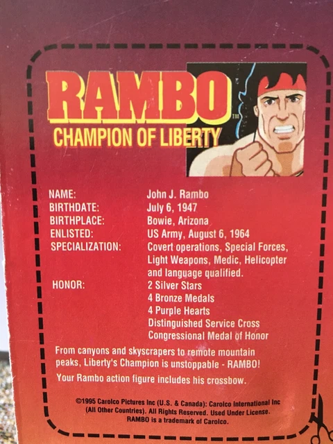 RAMBO CHAMPION OF Liberty w/ Crossbow Action Figure 1995 Toy Island No ...
