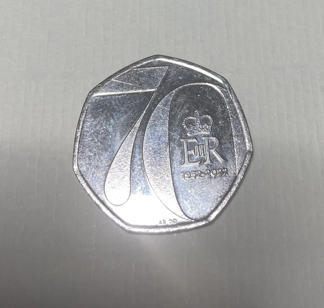 PLATINUM JUBILEE 50P Coin 70th Anniversary Queen Elizabeth 2 ER 1952 ...
